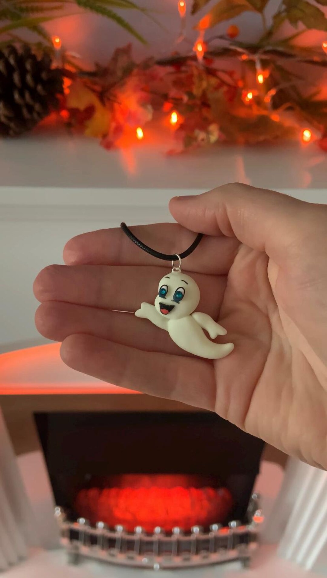 Casper the Friendly Ghost Glow in the Dark Polymer Clay Necklace - Etsy