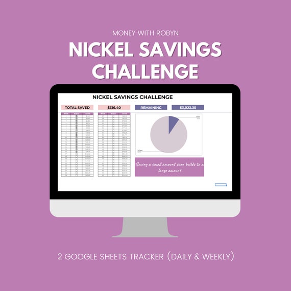 365 Day Nickel Savings Challenge 52 Week 1 Year Money | Etsy