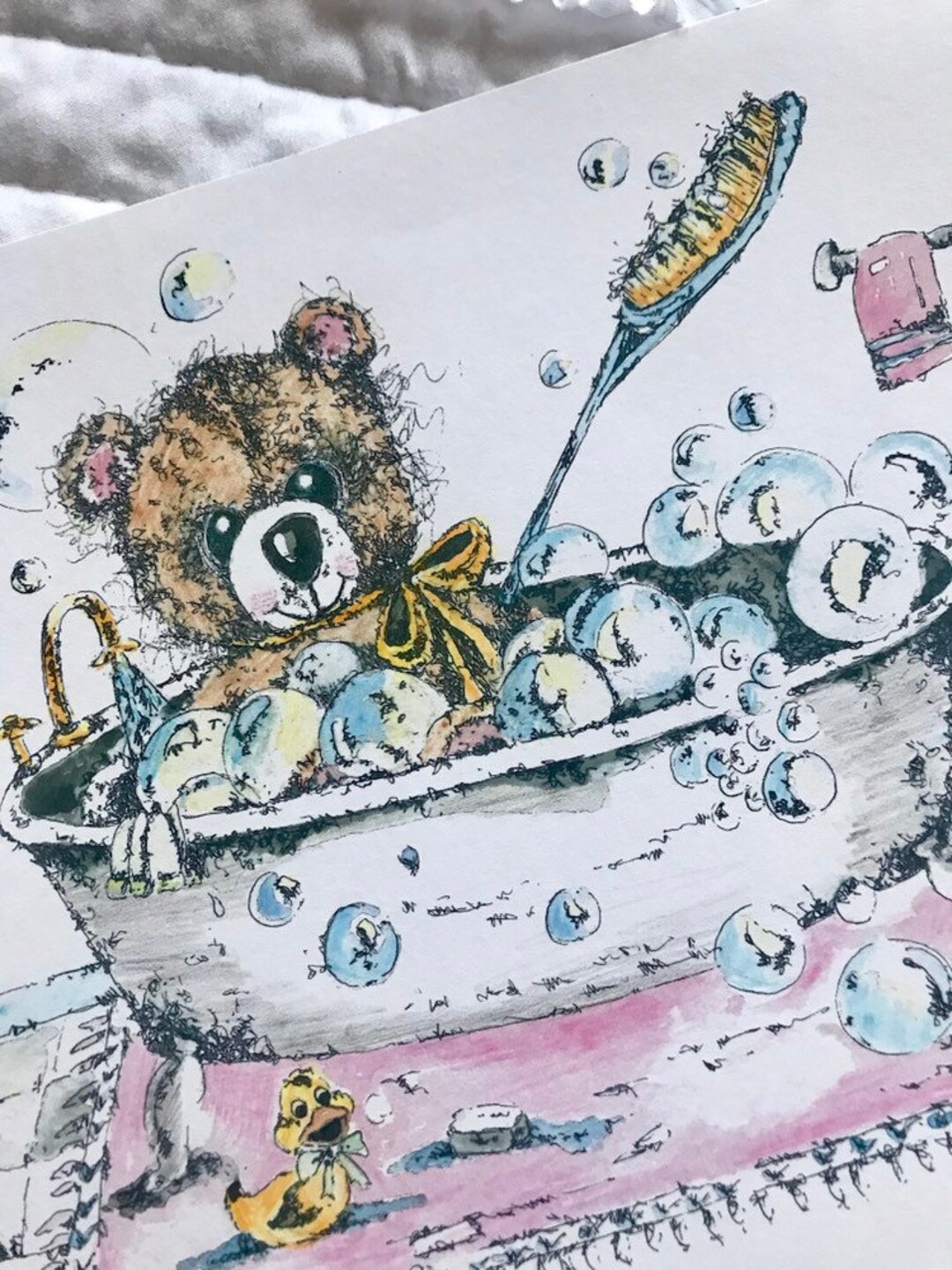 Bear Bubble Bath Print - Etsy