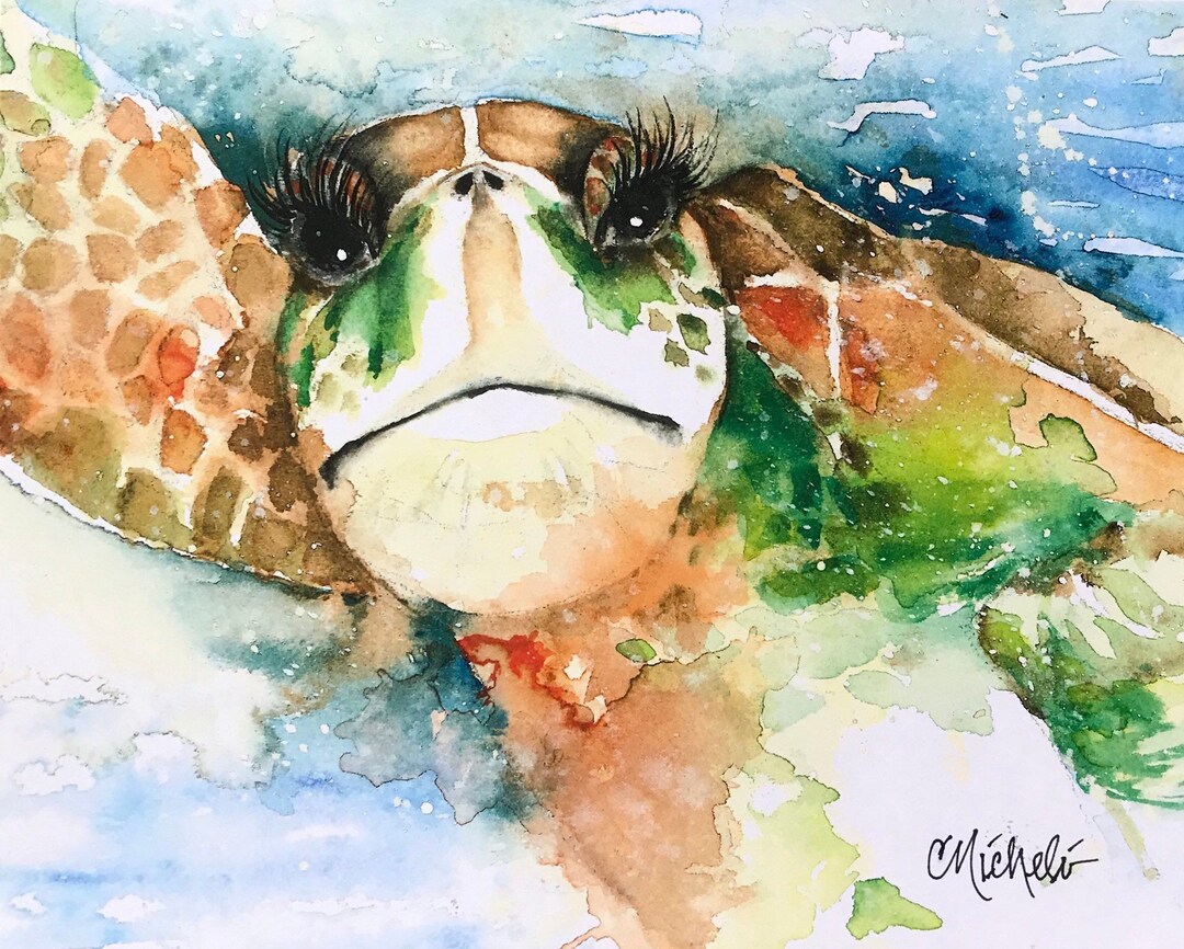 Sassy Sea Turtle Watercolor - Etsy