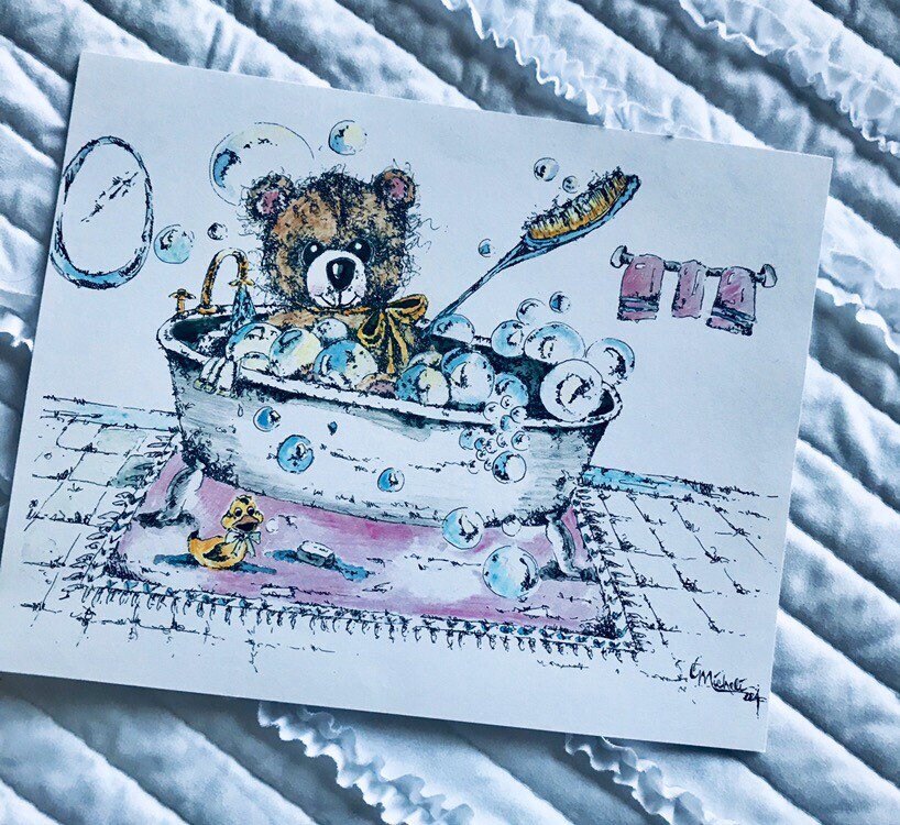 Bear Bubble Bath Print - Etsy