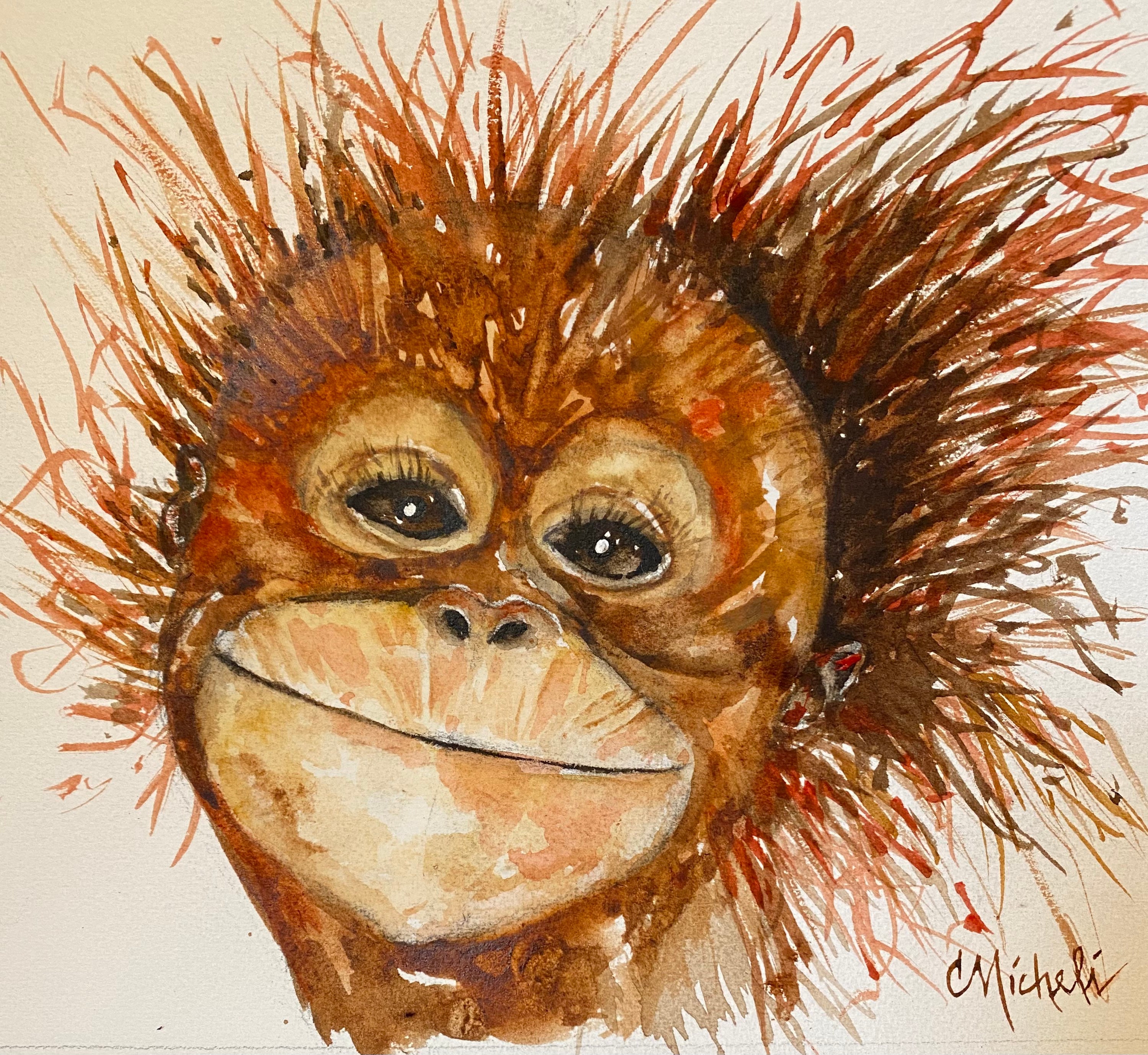 Baby Orangutan Monkey Painting - Etsy