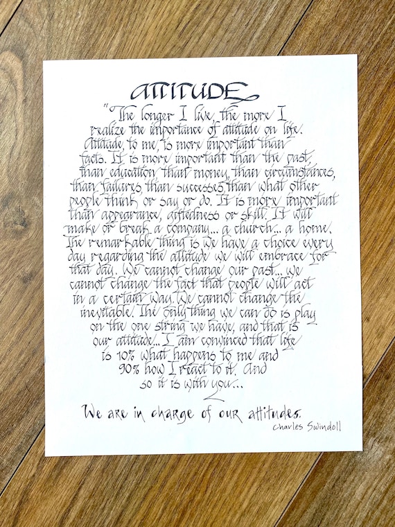 Attitude in Calligraphy by Charles Swindoll - Etsy