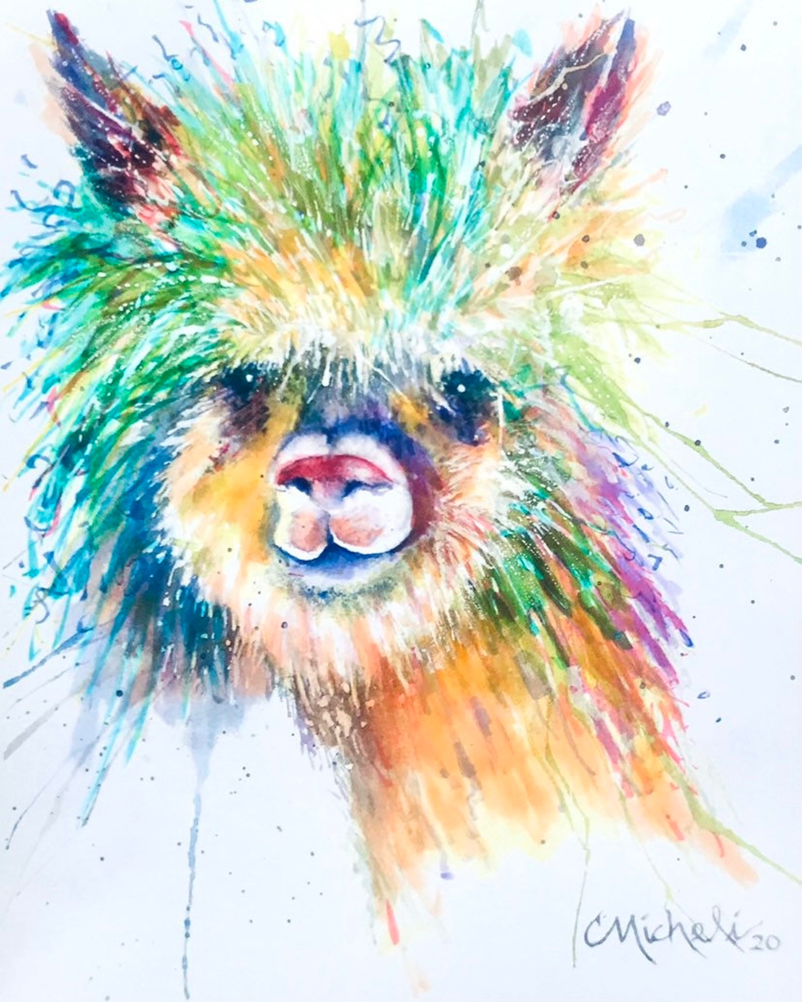 Alpaca Watercolor Print in Color or Black and White - Etsy
