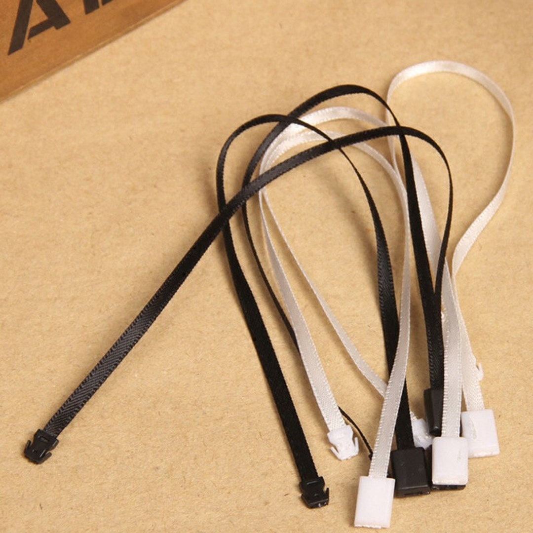 1000 Black/white Satin Ribbon Hang Tag String Lock Fasteners Loop Hook ...