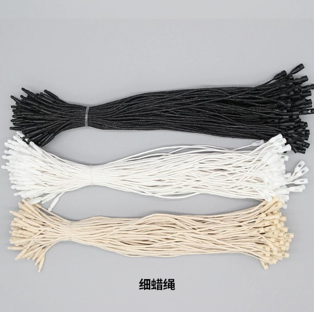 100pcs Waxed Hang Tag Black/white/beige String Bullet Head Lock ...