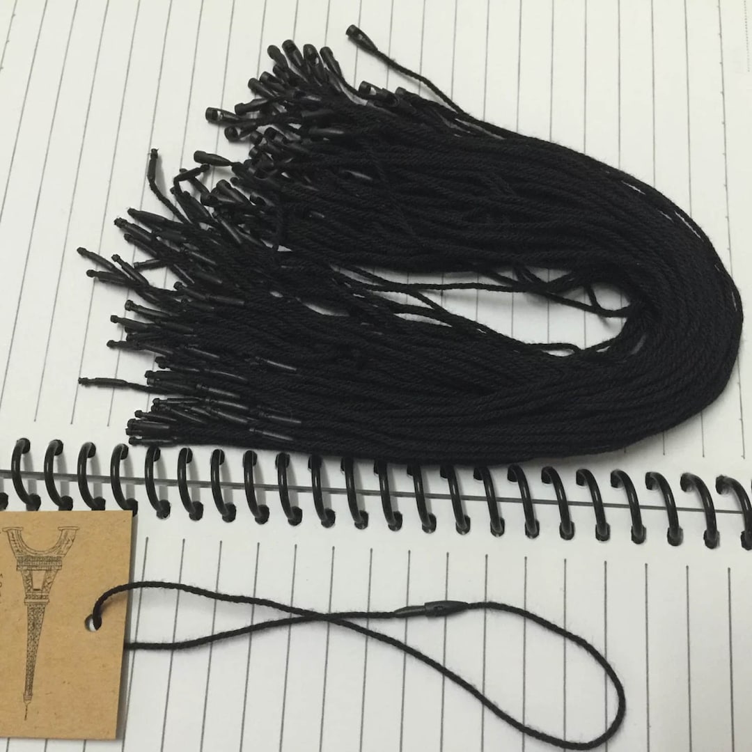 1000pcs BLACK Fine Cotton Hang Tag String Bullet Head Snap Lock ...