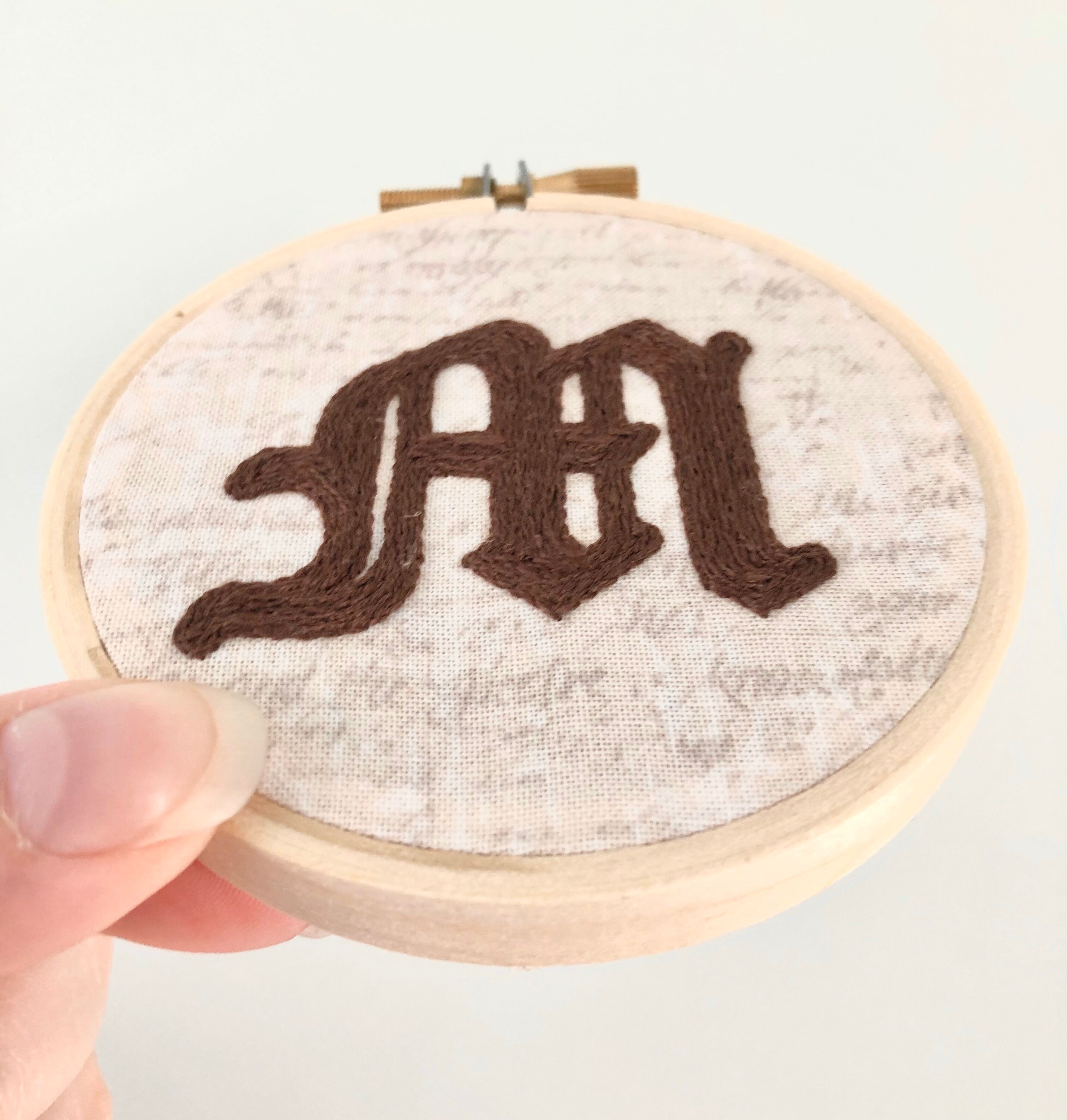 Medieval Letter "m" Embroidery Hoop // Fraktur Manuscript Typography ...