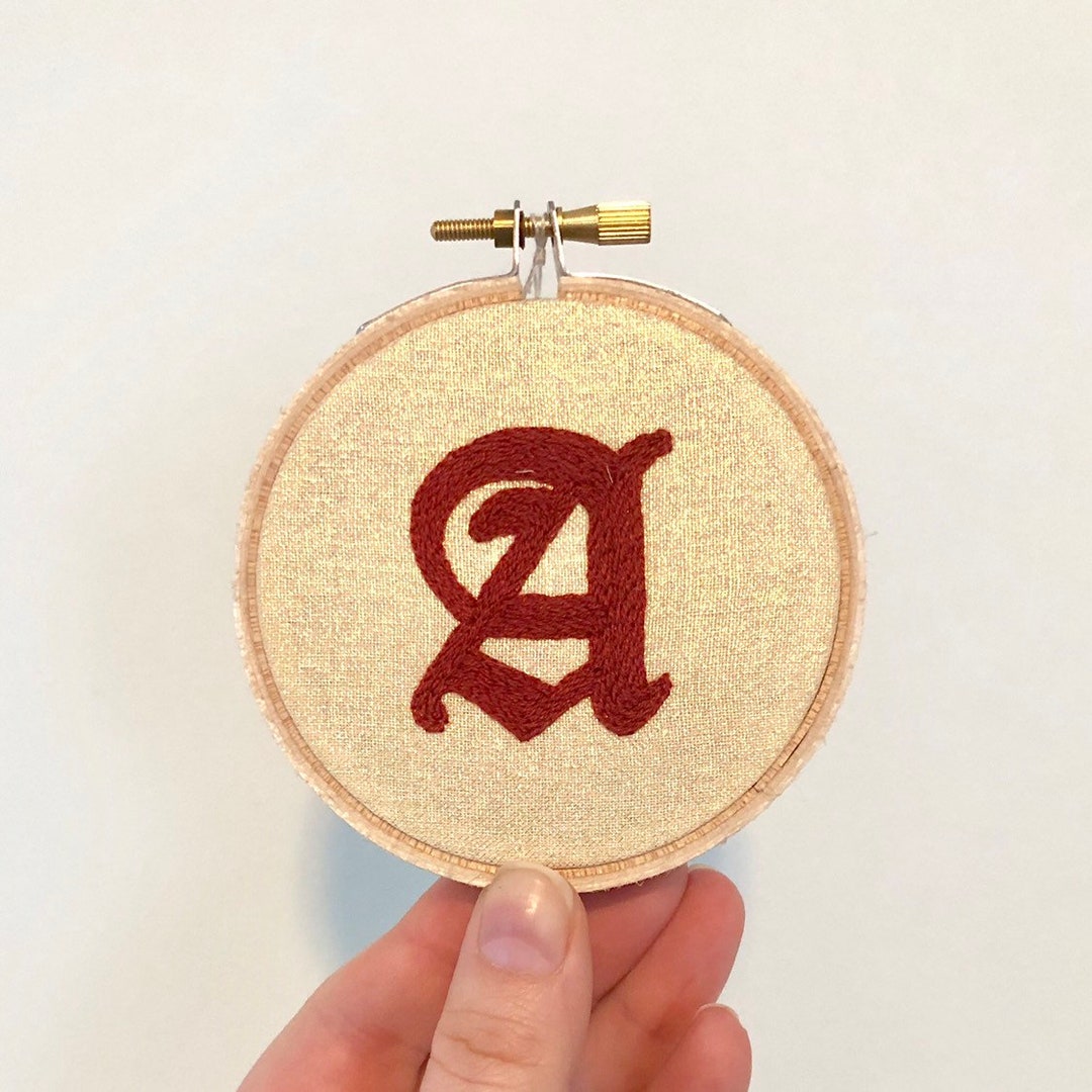 Metallic Gold Medieval Letter "a" Embroidery Hoop // Typography ...