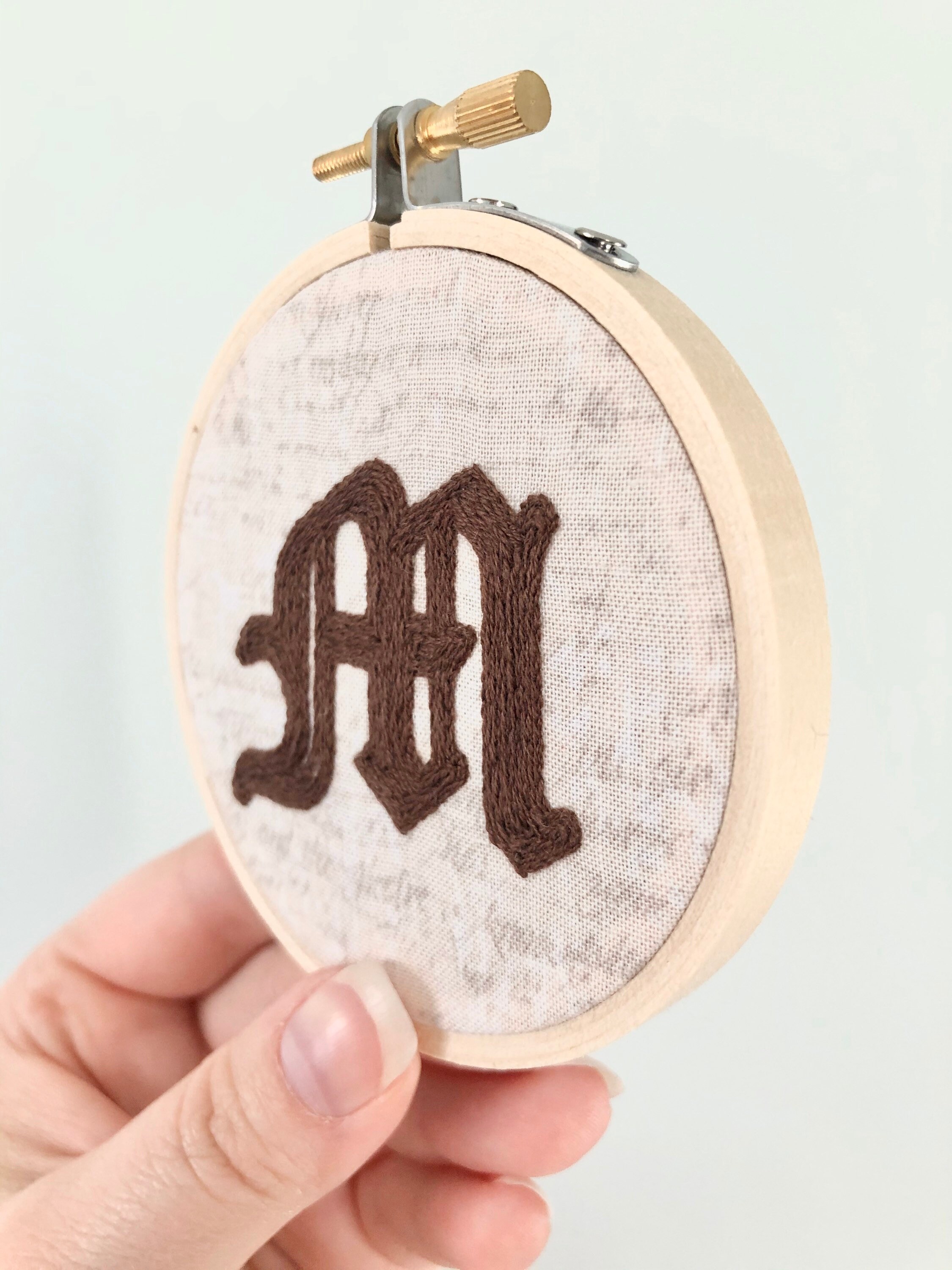 Medieval Letter "m" Embroidery Hoop // Fraktur Manuscript Typography ...