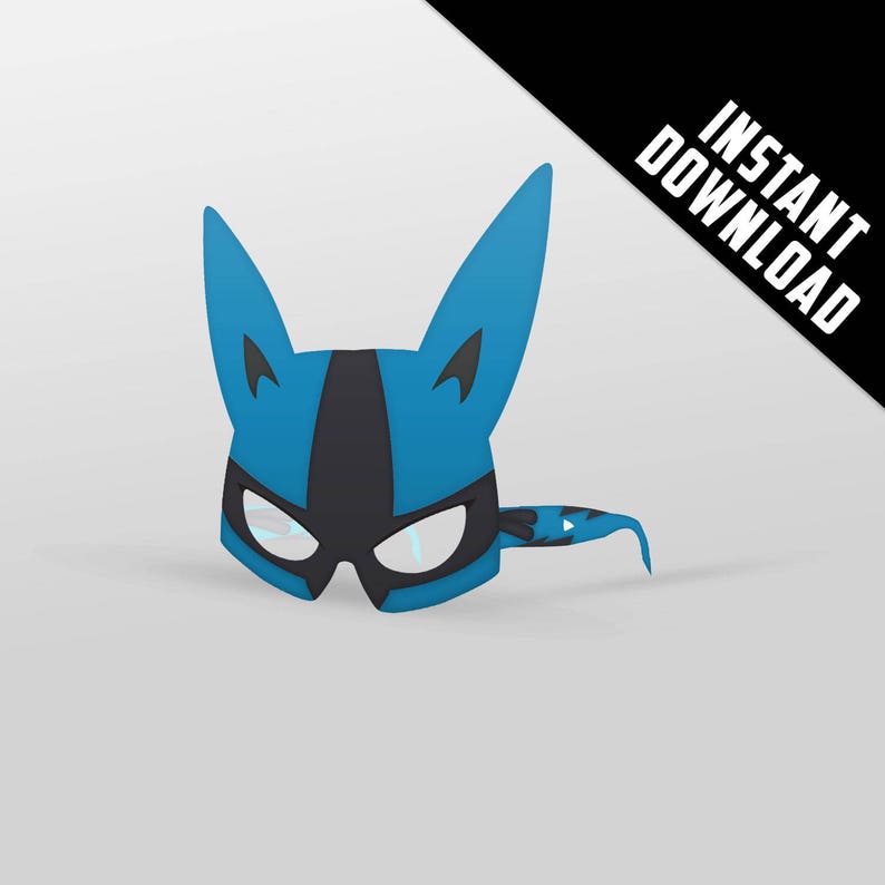 Pokemon Go Style Lucario Printable Paper Glasses, Party Mask, Birthday ...