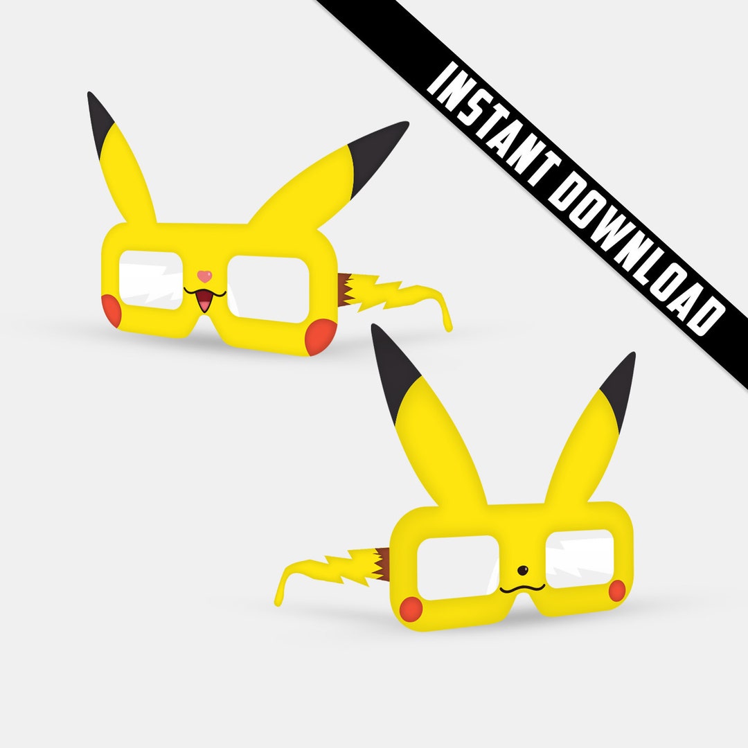 Pokemon Go V2 Printable Paper Glasses, Pikachu, Party Mask, Birthday ...