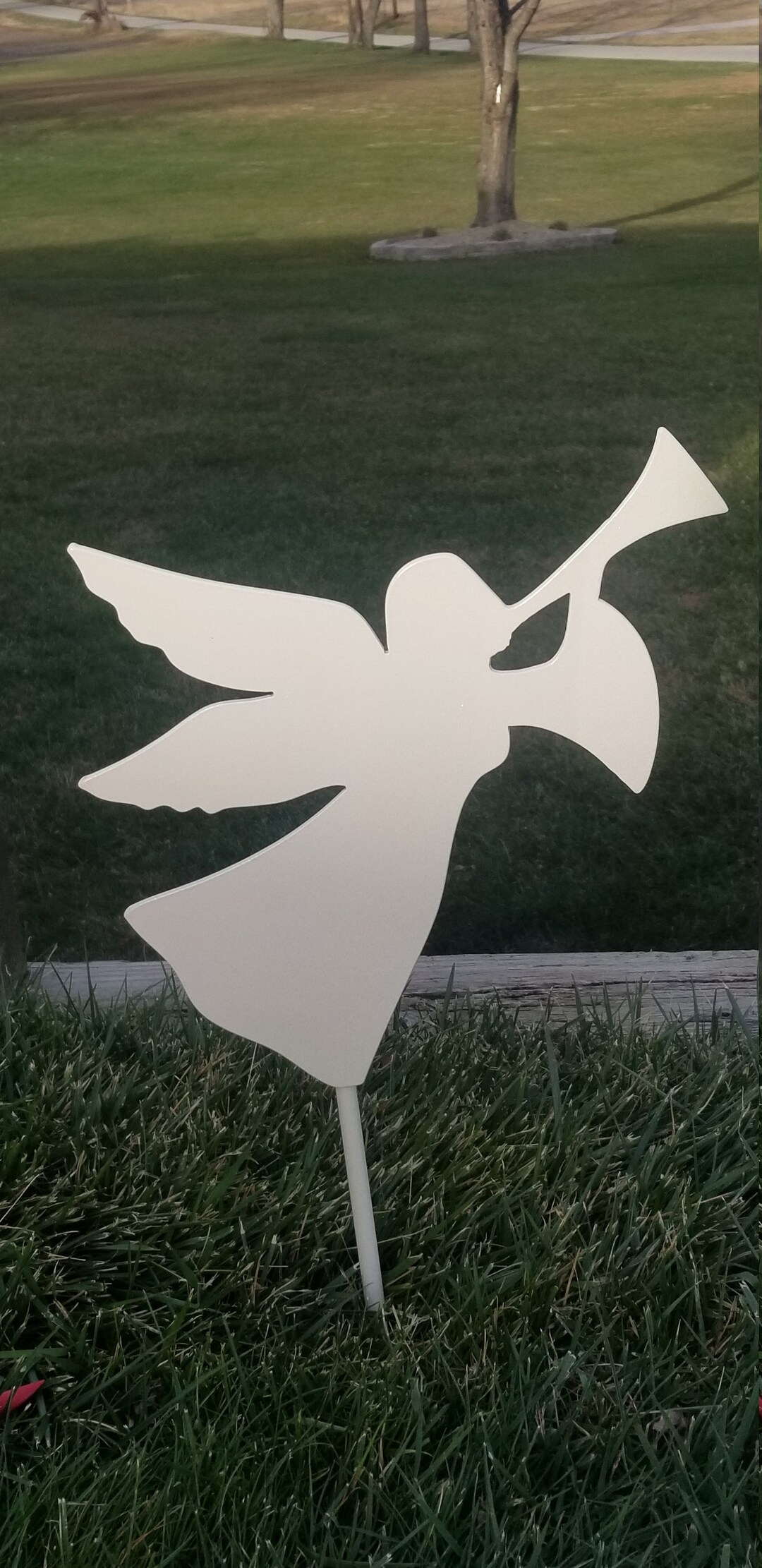 White Steel Angel Yard Stake - Etsy