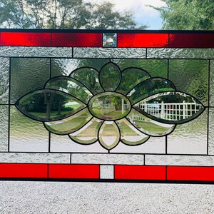 Honeydewglass Ruby Red Bevel Cluster Stained Glass Panel With Bevels ...