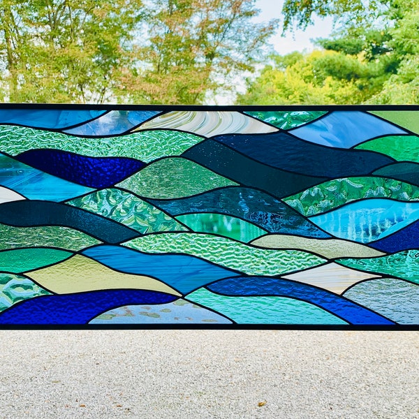 Stained Glass Panel Ocean - Etsy