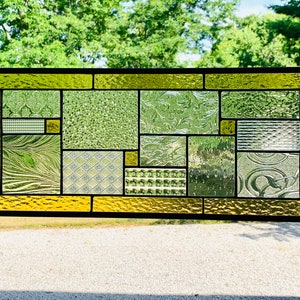 Honeydewglass Gold Geometric Stained Glass Panel, 9.5" X 21.5" - Etsy