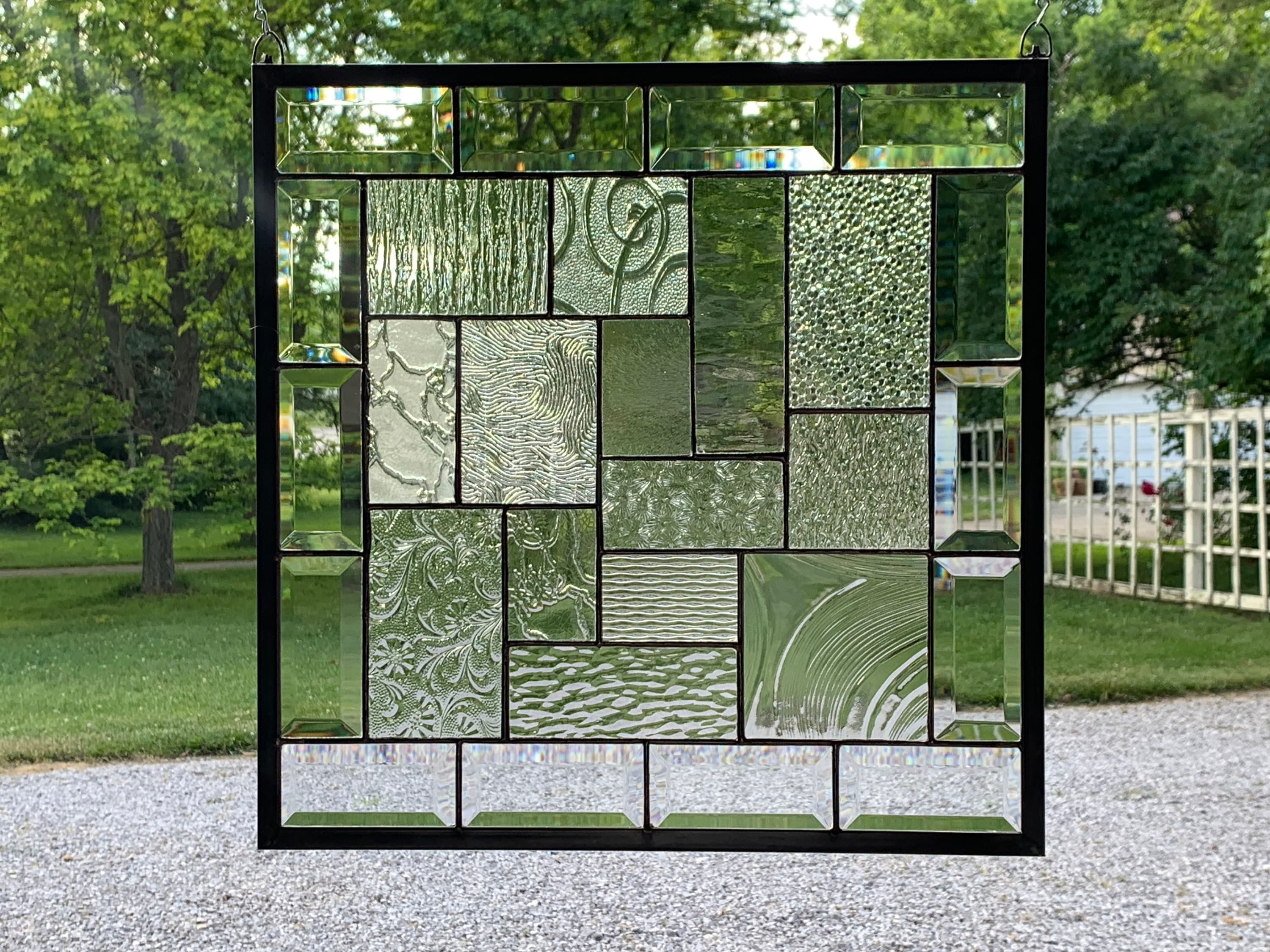 HoneyDewGlass Clear Textured Stained Glass Panel, 16.5 X 16.5 ...