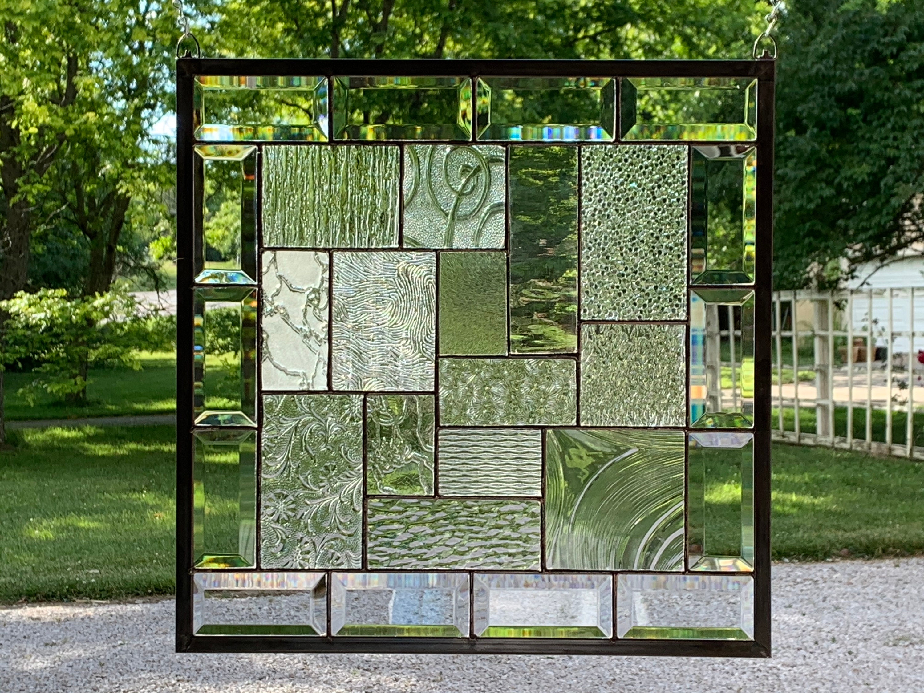 HoneyDewGlass Clear Textured Stained Glass Panel, 16.5 X 16.5 ...