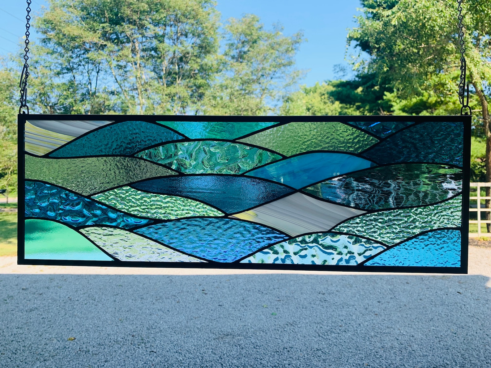 Honeydewglass Medium Stained Glass Ocean Waves 9.5 X - Etsy