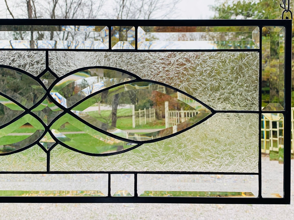 Honeydewglass Elegant Clear Stained Glass Panel 10.5 X - Etsy