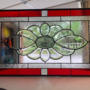 Honeydewglass Ruby Red Bevel Cluster Stained Glass Panel With Bevels ...