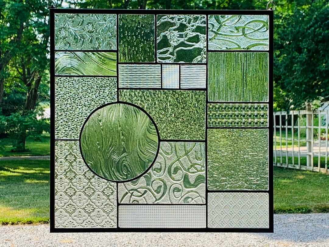 Geometric Clear Textured Glass Panel | 17.5" X 17.5" | Honey Dew Glass ...