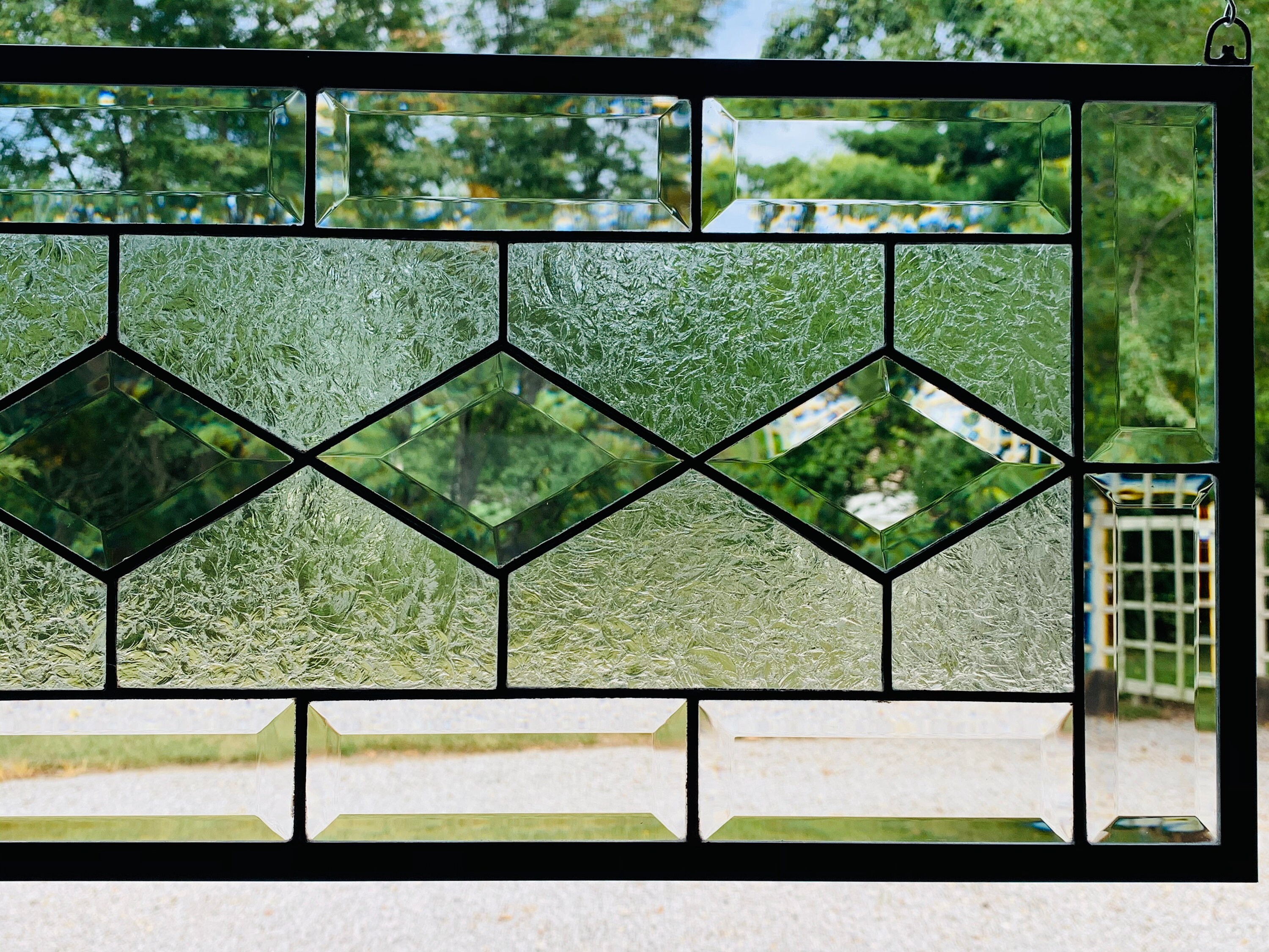 HoneyDewGlass Five Diamond Stained Glass Panel with Bevels, 10.75 X 29. ...