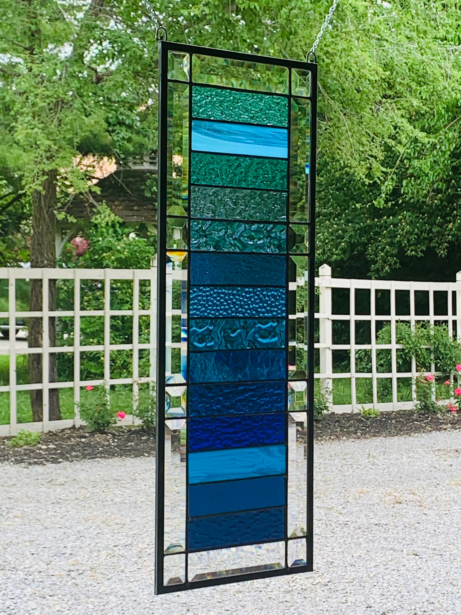 Honeydewglass Shades of Blue Stained Glass Panel 9 1/2 - Etsy