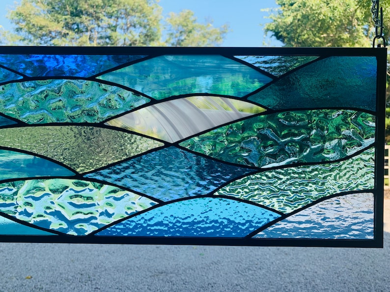 Honeydewglass Medium Stained Glass Ocean Waves 9.5 X - Etsy