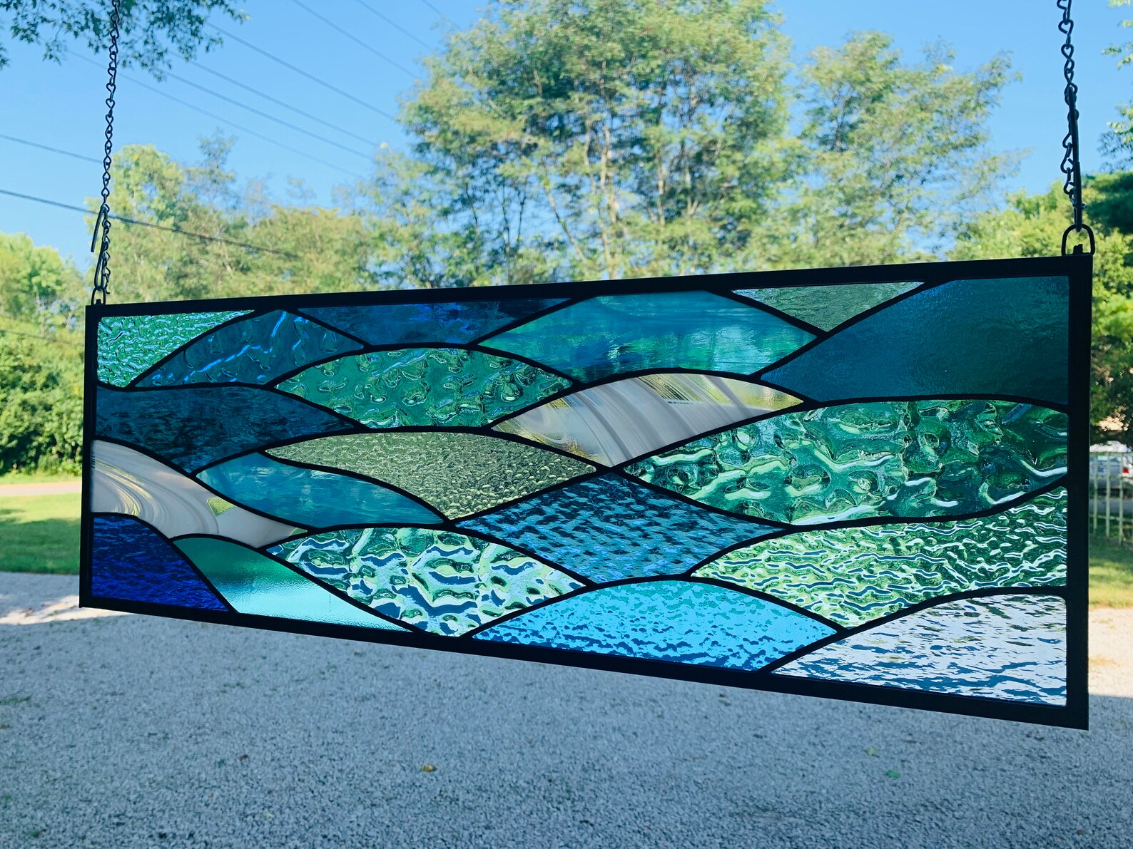 Honeydewglass Medium Stained Glass Ocean Waves 9.5 X - Etsy