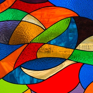 Honeydewglass Colorful Swirl Stained Glass Window 24.75 - Etsy