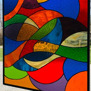 Honeydewglass Colorful Swirl Stained Glass Window 24.75 - Etsy