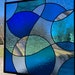 Honeydewglass Blue and Turquoise Swirl Stained Glass Window, 19.5" W X ...