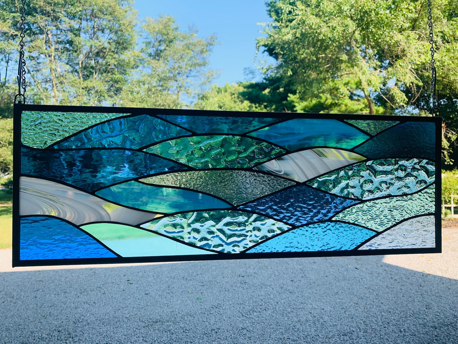 Honeydewglass Medium Stained Glass Ocean Waves 9.5 X - Etsy
