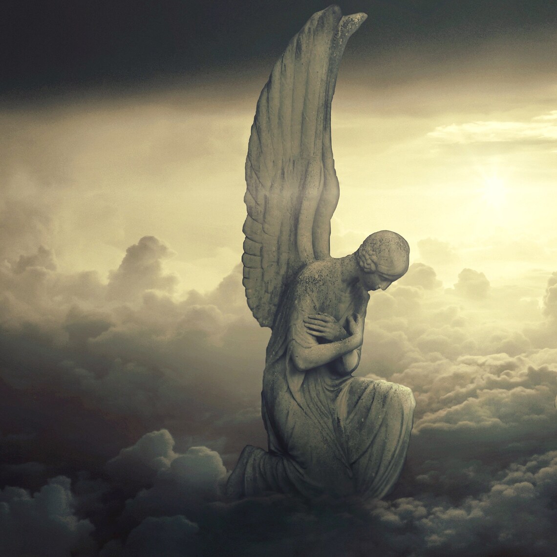 Guardian Angels Clouds Fantasy Sky Modern Large Canvas Print Wall Art ...