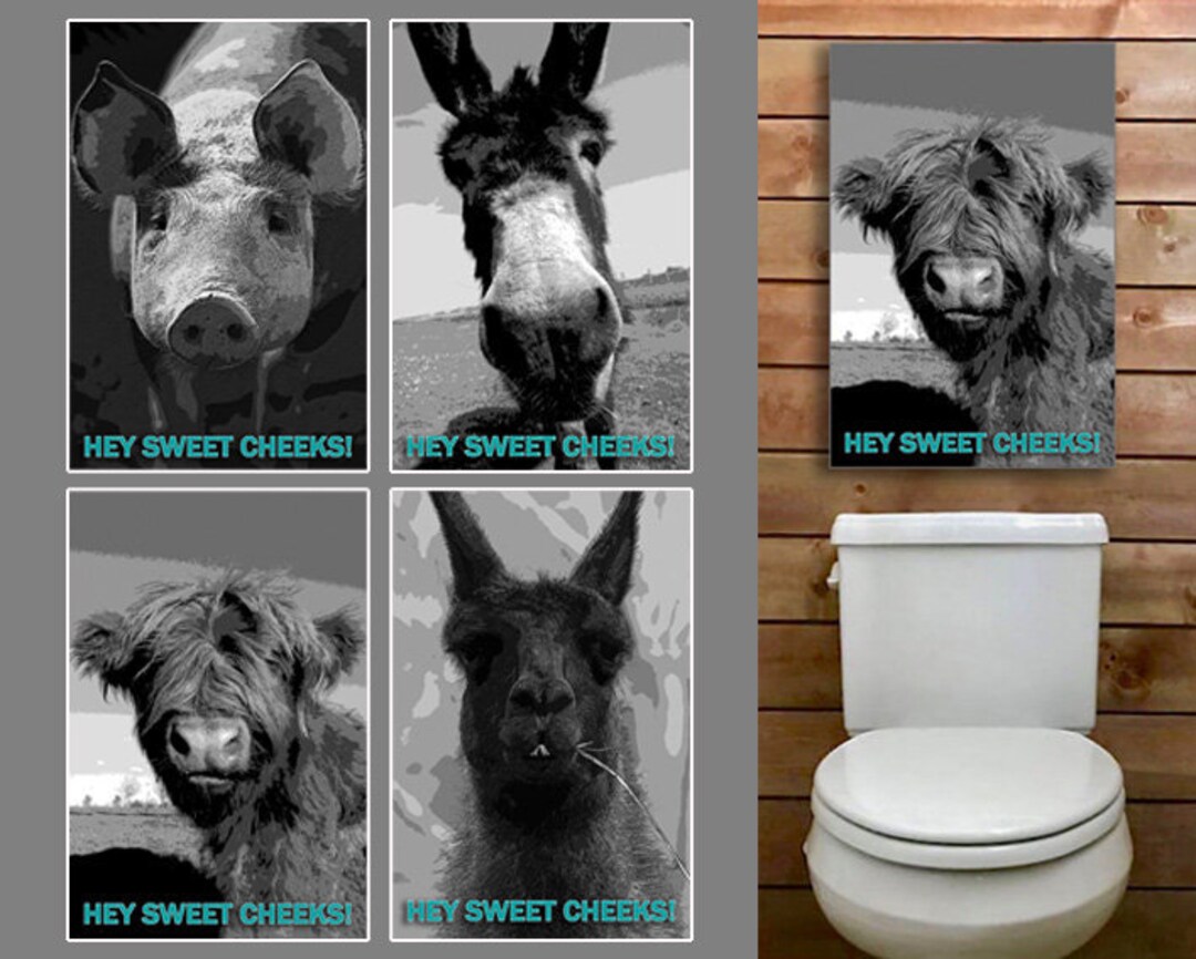 Funny Cheeky HEY SWEET CHEEKS Canvas Print Picture Wall Art Toilet ...