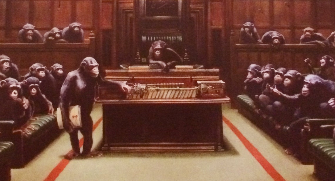 Banksy Parliament Monkeys Chimps House of Commons Politicians - Etsy