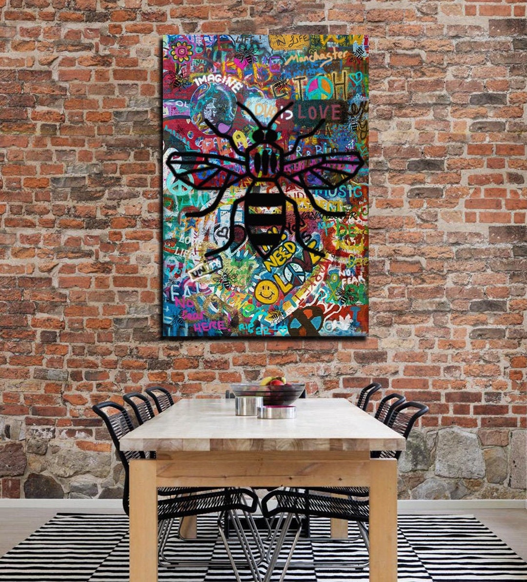 Manchester Bee Graffiti Style Remember 22 Bees Bright Small Made in Mcr ...