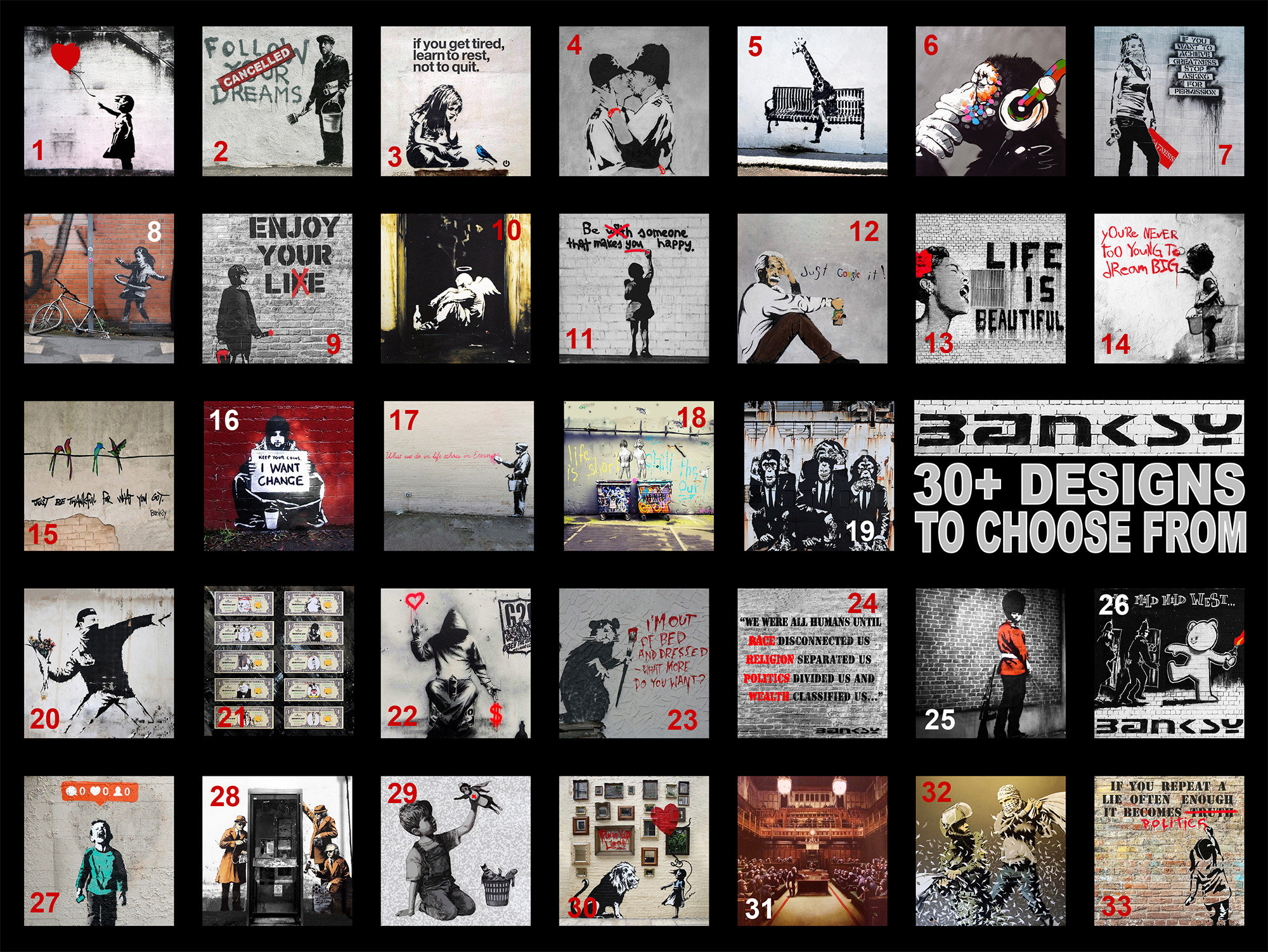 Banksy Create Your Own Set of Canvas Prints Wall Art Modern ...