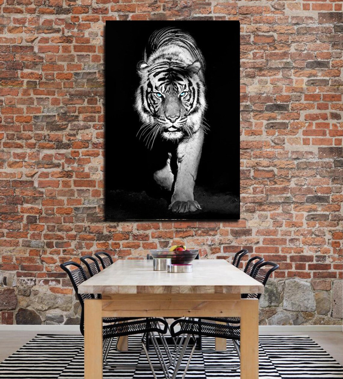 Tiger Black & White Blue Eyes Fierce Angry Strong Small Medium - Etsy UK