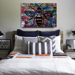 Manchester Bee Graffiti Street Art Print Canvas Wall Picture One Love I ...