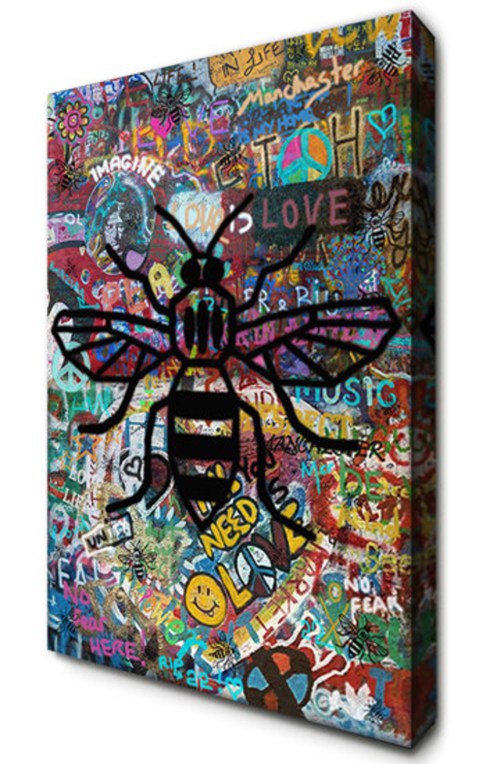 Manchester Bee Graffiti Style Remember 22 Bees Bright Small Made in Mcr ...