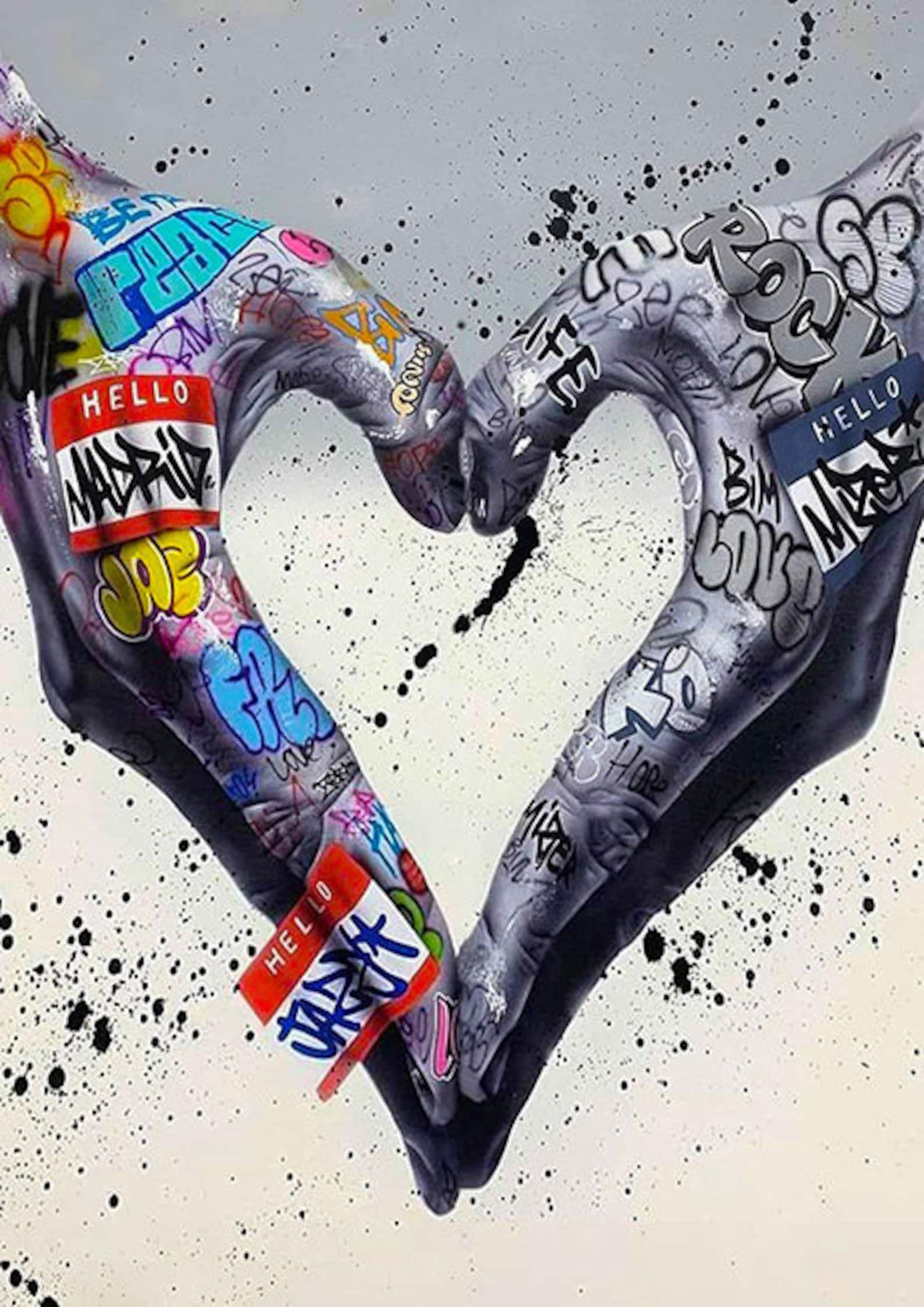Love Lips Holding Hands Unity Graffiti Tattoo Abstract Art | Etsy