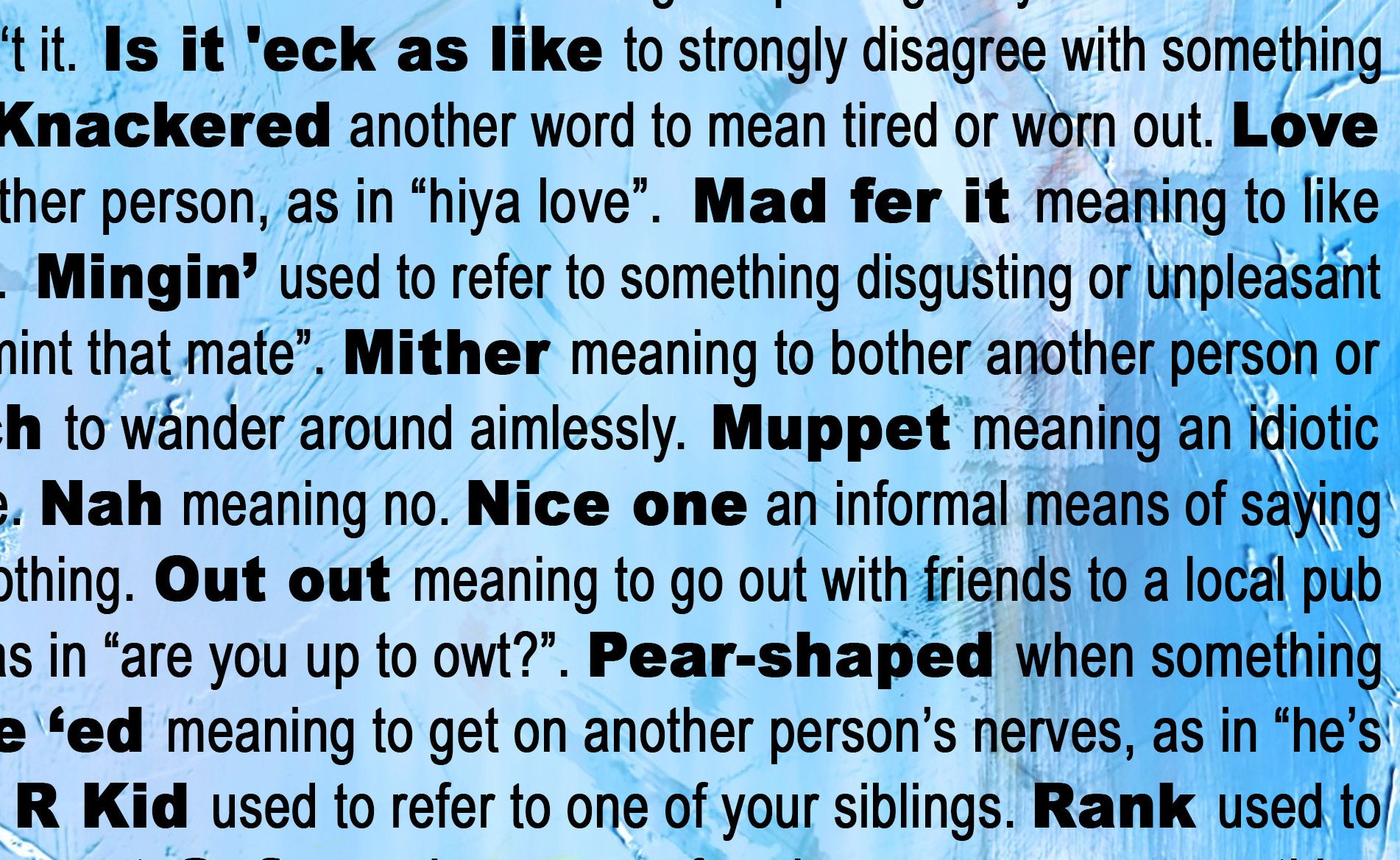 Manc Dictionary Manchester Slang Sayings Gift Mcr Small Medium Large ...