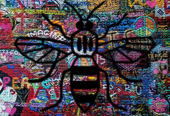 Manchester Bee Graffiti Street Art Print Canvas Wall Picture | Etsy
