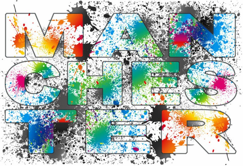 Paint Splash MANCHESTER Word Abstract Original Art Print | Etsy