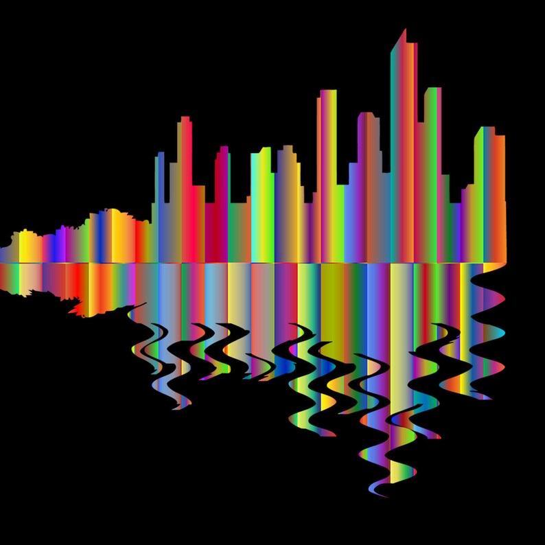 Acoustic Guitar Abstract Landscape Trees Rainbow Black Canvas | Etsy