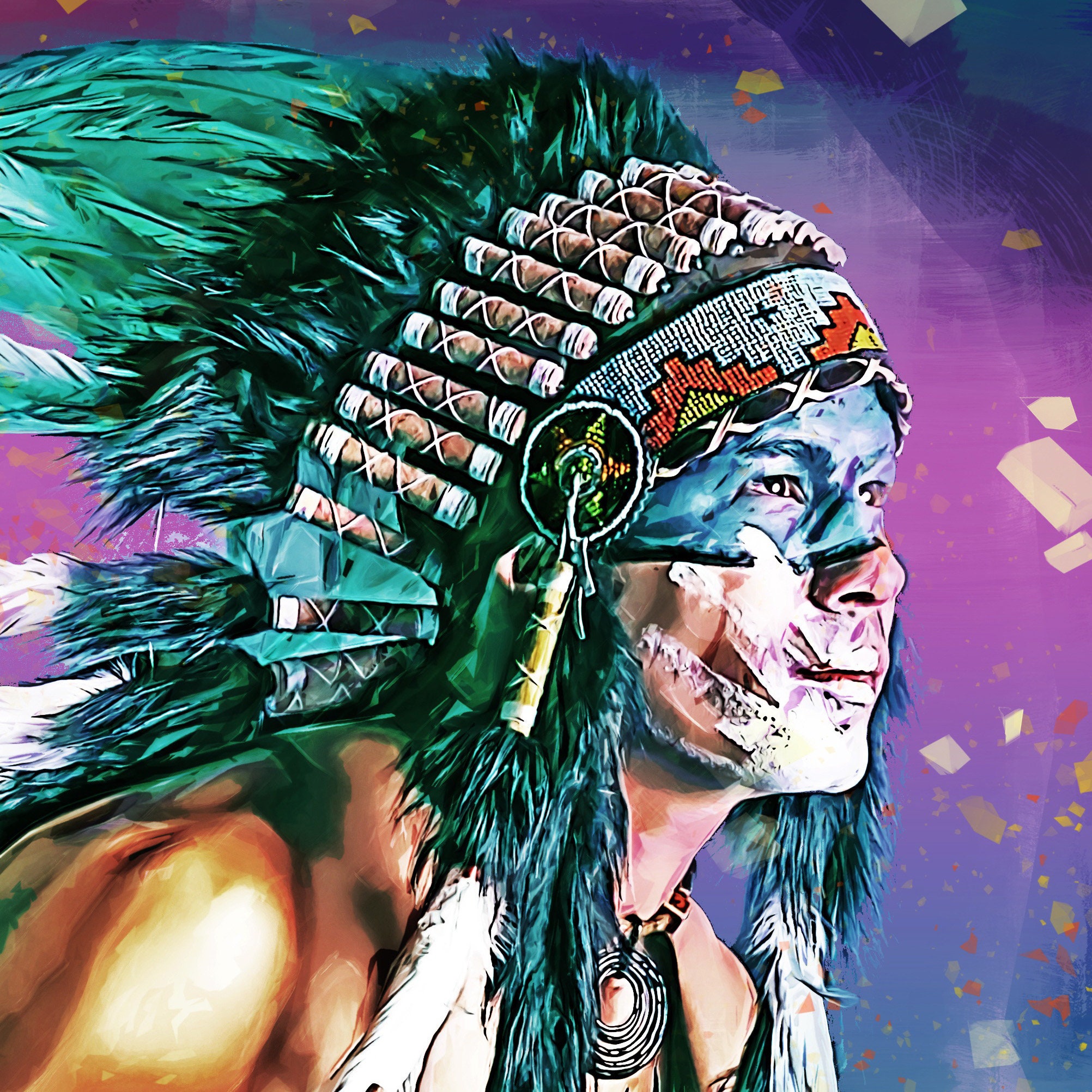 Native American Red Indian Chief Modern Abstract Canvas Print - Etsy UK