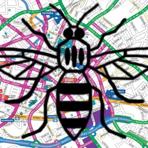Manchester Worker Bee Map Art Print Canvas Wall Picture I One | Etsy