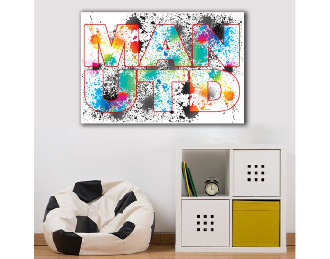 Man Utd Paint Splash Splatter Red Manchester United Football Team Large ...